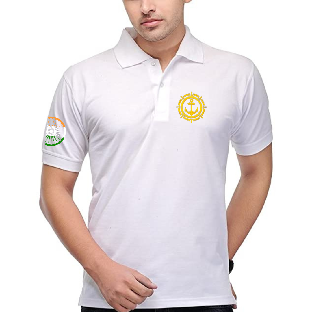 Merchant Navy Anchor with Wheel Logo on Chest With Tri-colour Wheel on ...