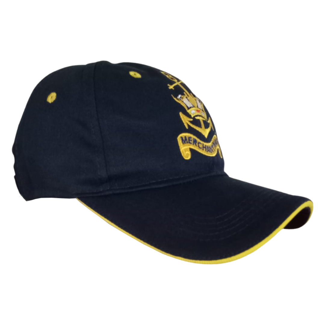Merchant Navy Logo Embroidered with Yellow Tipping Peak Adult Unisex f ...